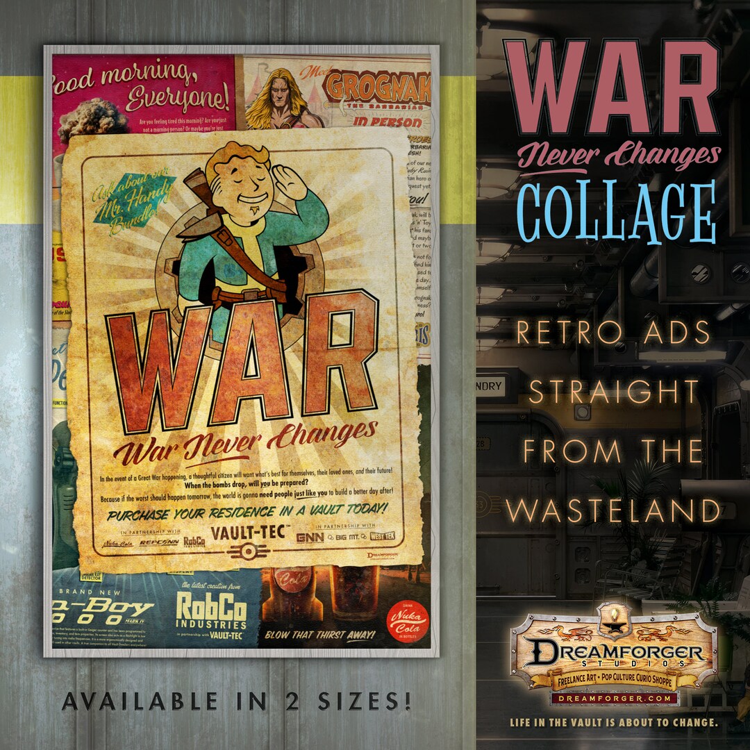 Fallout war Never Changes Collage Retro Ad Art Print - Etsy