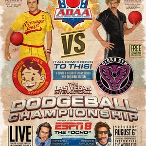 Dodgeball "adaa Dodgeball Championship" 20th Anniversary Retro Ad - Etsy