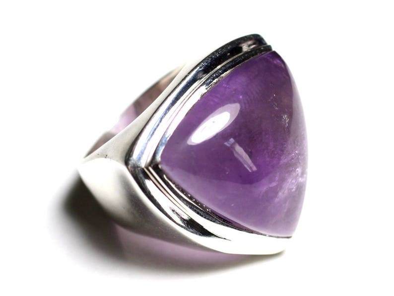 N347 - 925 Silver and Stone Ring - Amethyst Triangle 25mm - Etsy