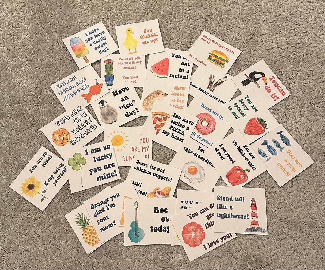 Lunchbox Notes, Lunchbox Affirmation, Lunchbox Jokes Set of 30 ...