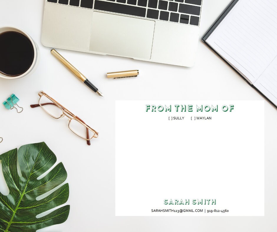 Mom Stationery, From the Mom of Notes, Teacher Note, Daycare Note ...