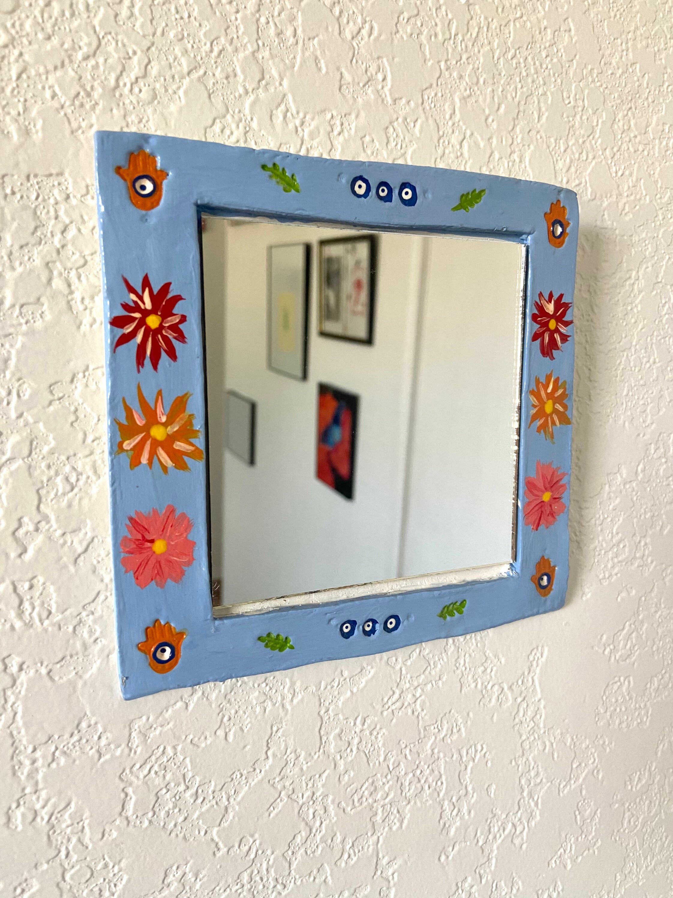 Strawberry Pink Talavera Style Mini Mirror Fine Art Ceramics Art ...