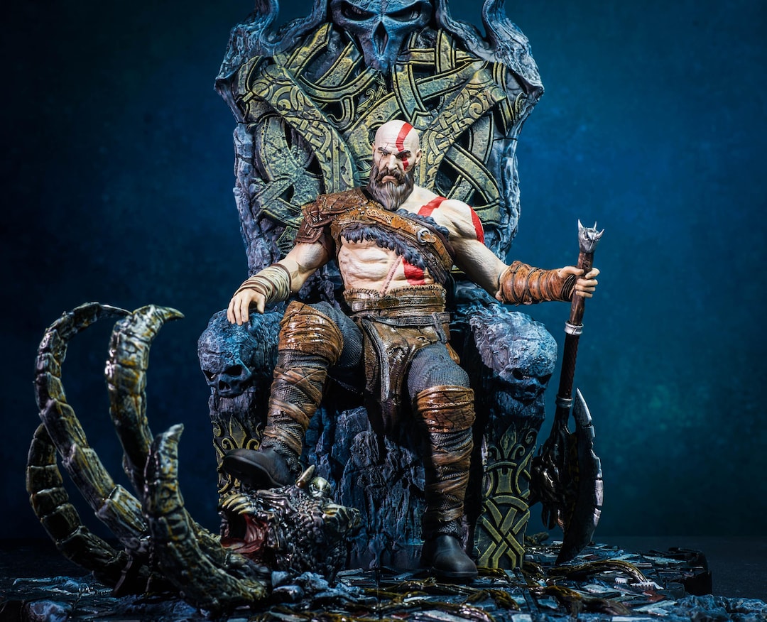 Hand-painted Kratos on Throne Statue - God of War Collector Art ...