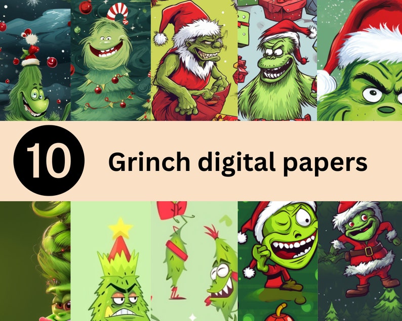 Grinch Digital Pattern Paper , Christmas Grinch Wrapping Paper ...
