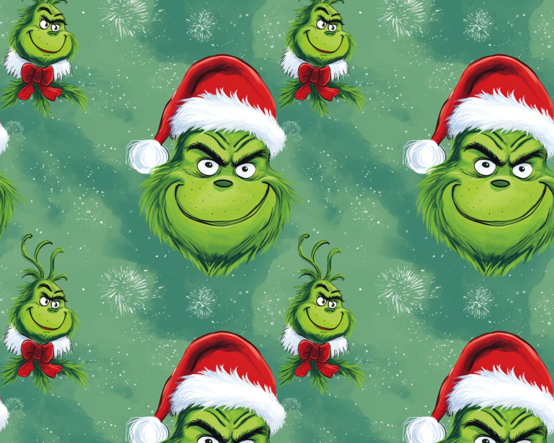 Grinch Digital Pattern Paper , Christmas Grinch Wrapping Paper ...