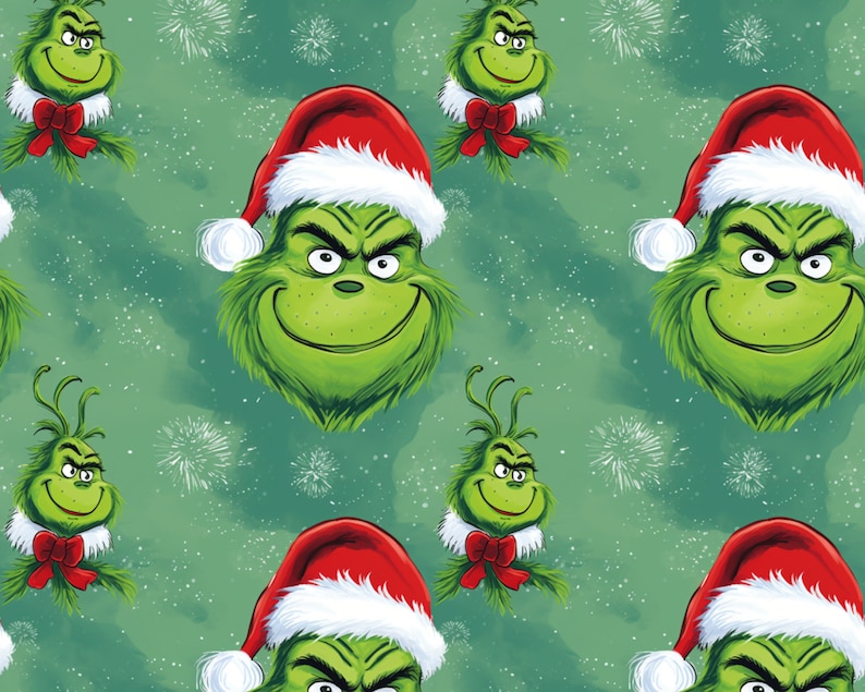 Grinch Digital Pattern Paper , Christmas Grinch Wrapping Paper ...