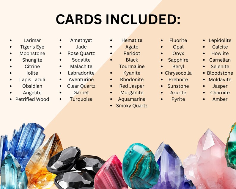Editable Crystal Meaning Cards, Printable Gemstone Meaning Cards ...