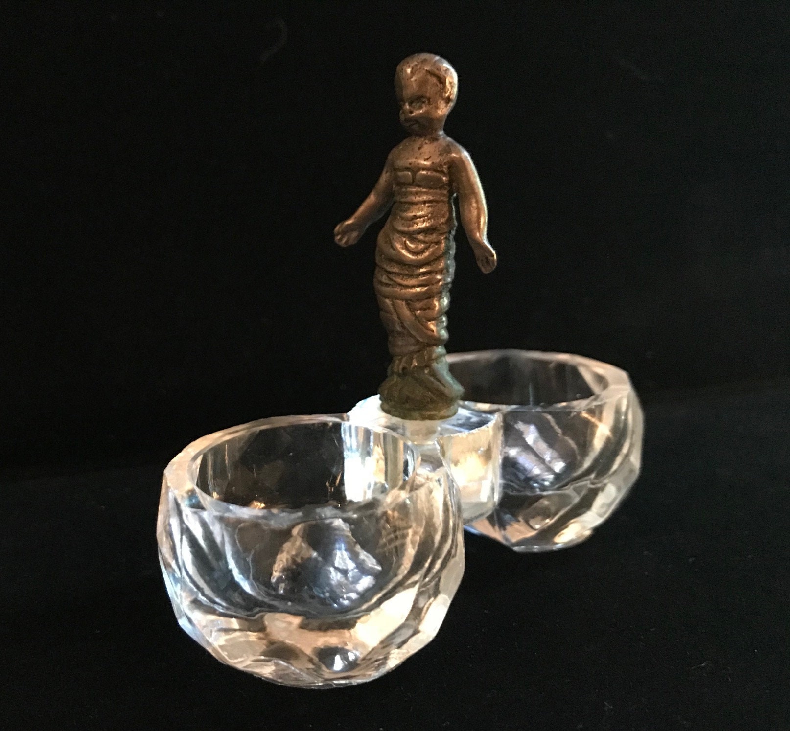 Vintage Small Crystal Double Salt Bronze Figurine of Della - Etsy