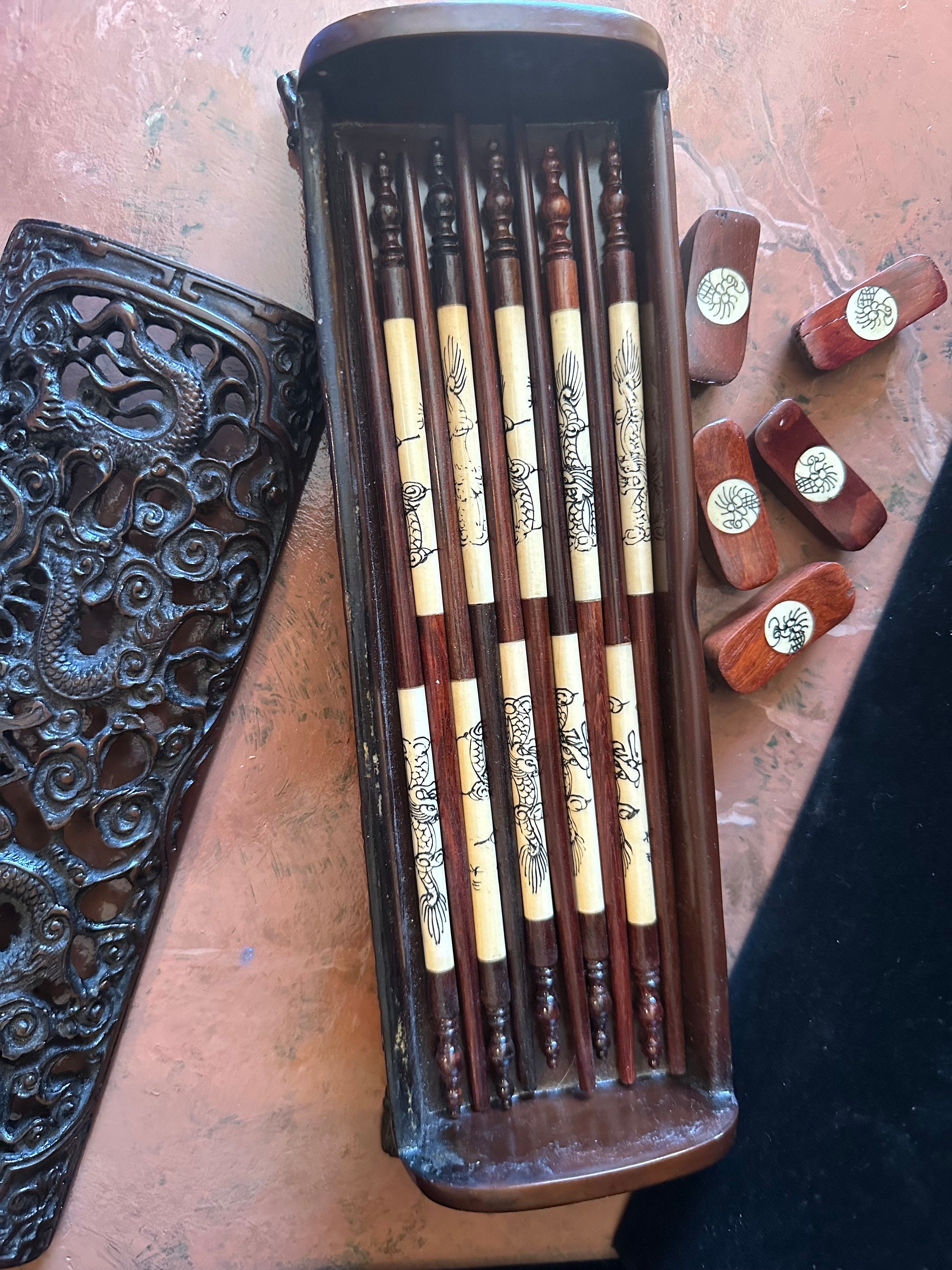 Vintage Chinese Claw Footed Hinged Box, Relief Filigree Dragons Chest ...