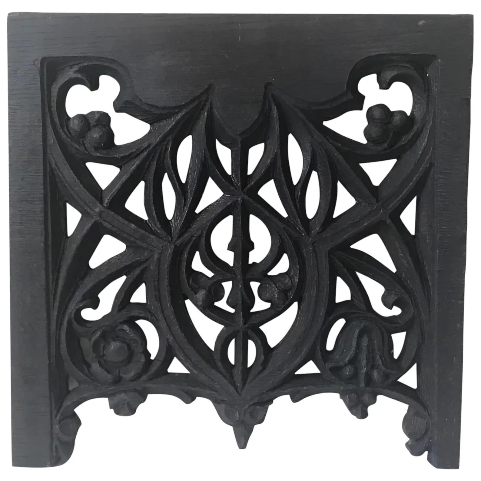 Vintage French Neo Gothic Wood Carving Arch Wall Panel Hanging Dark Oak ...