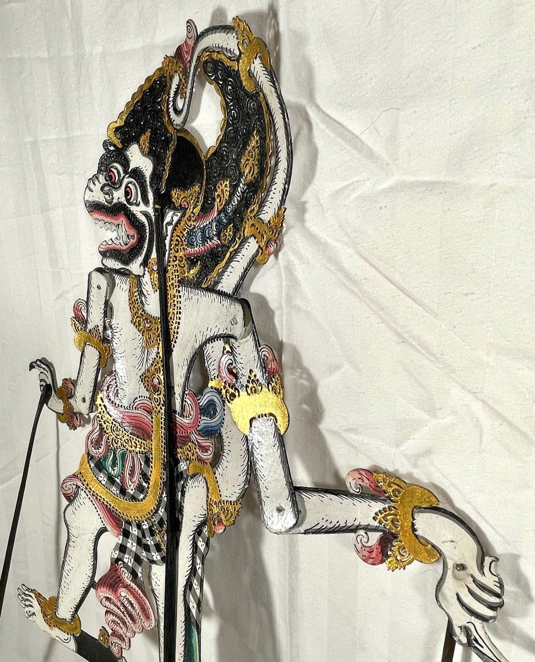 Vintage Articulated Shadow Puppets, Wayang Purwa, Balinese White & Red ...