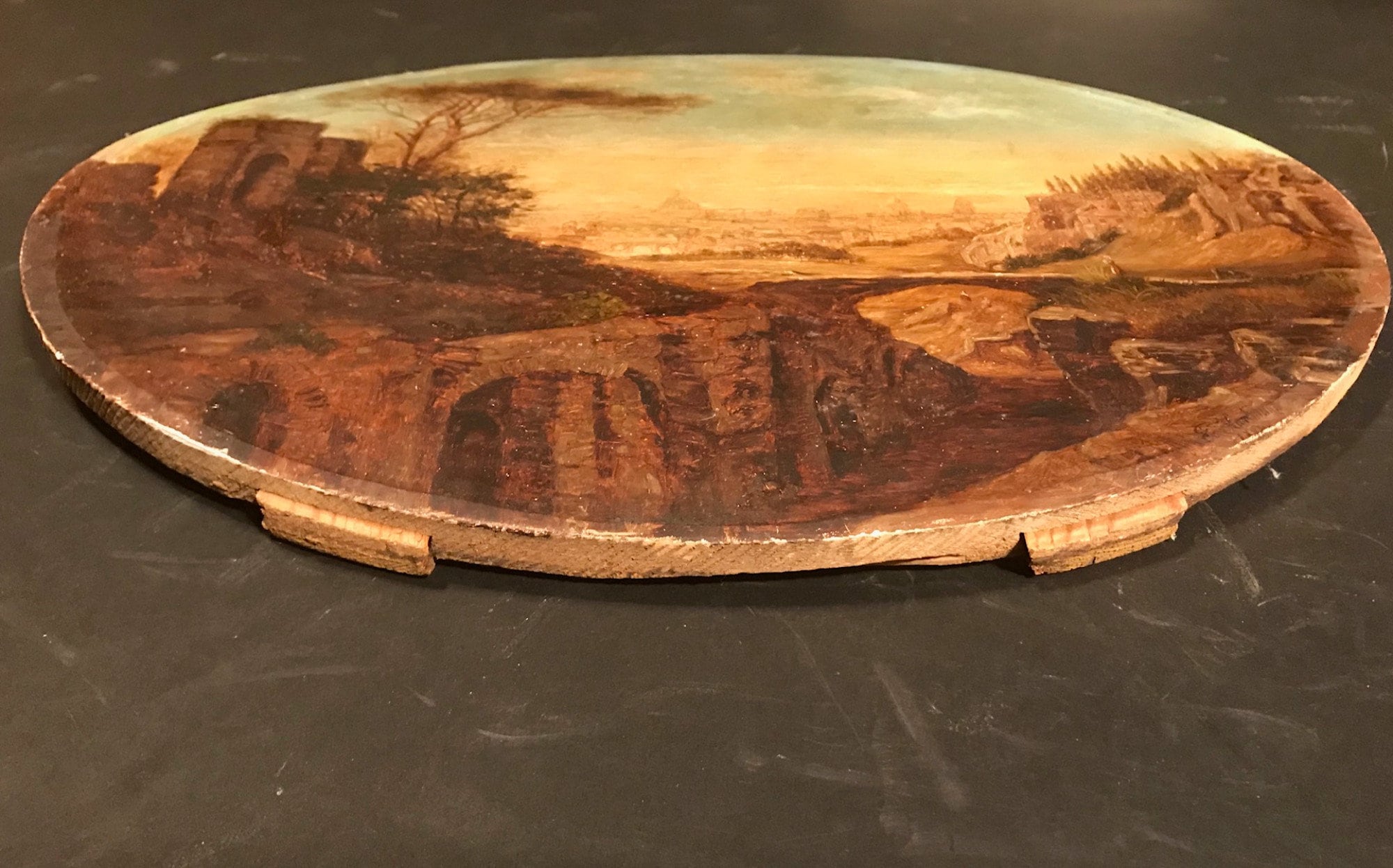 Antique Oil Painting Romantic Oval Landscape on Wood 1829 - Etsy