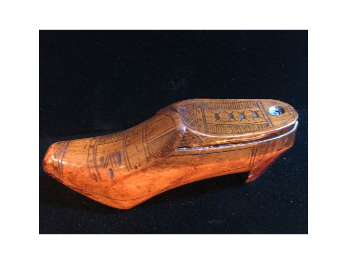Antique 19th Century Shoe Snuff Box Hand Carved Wood - Etsy