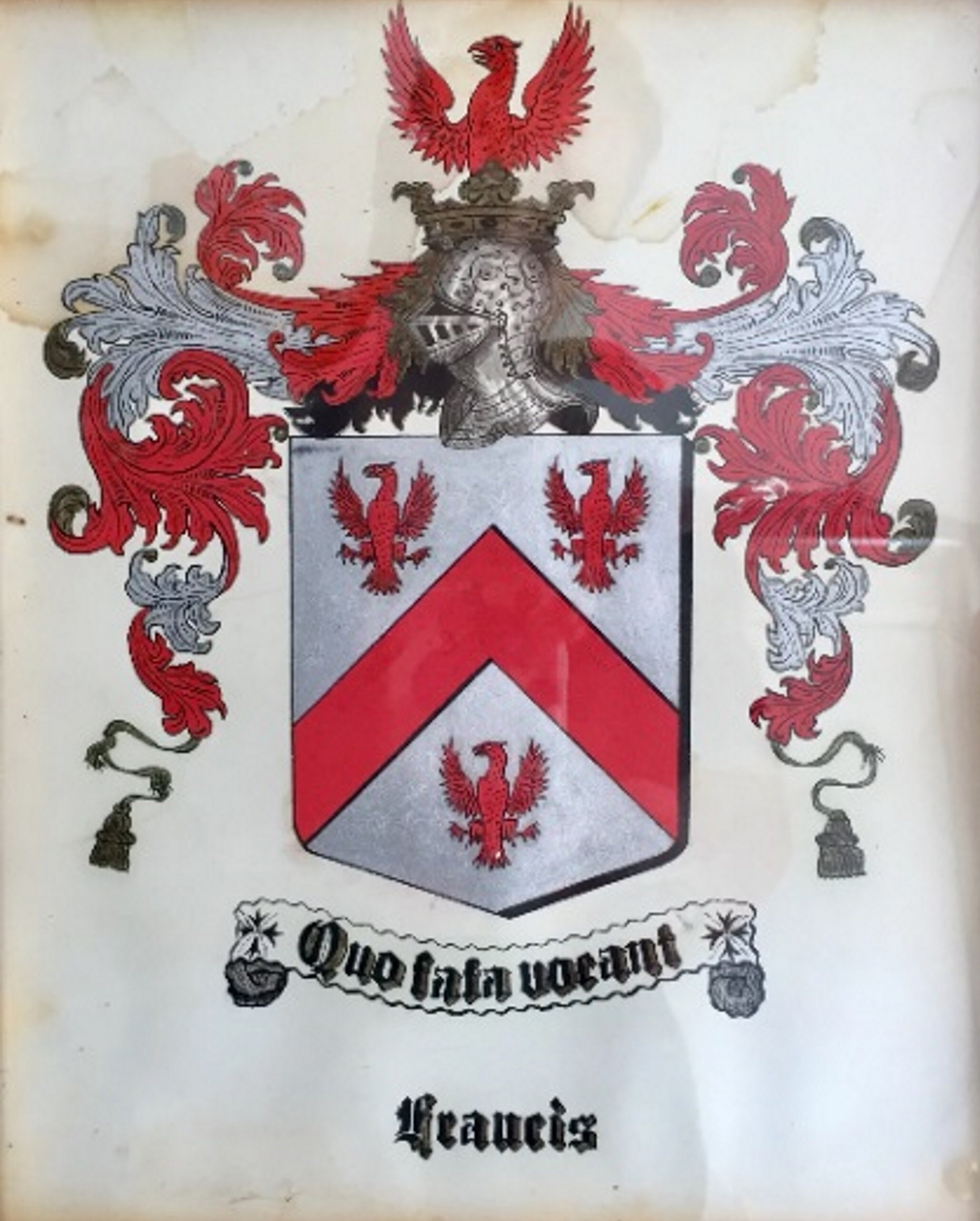 Antique Crest Painting, Coat of Arms Francis, Hand Painted Family Crest ...