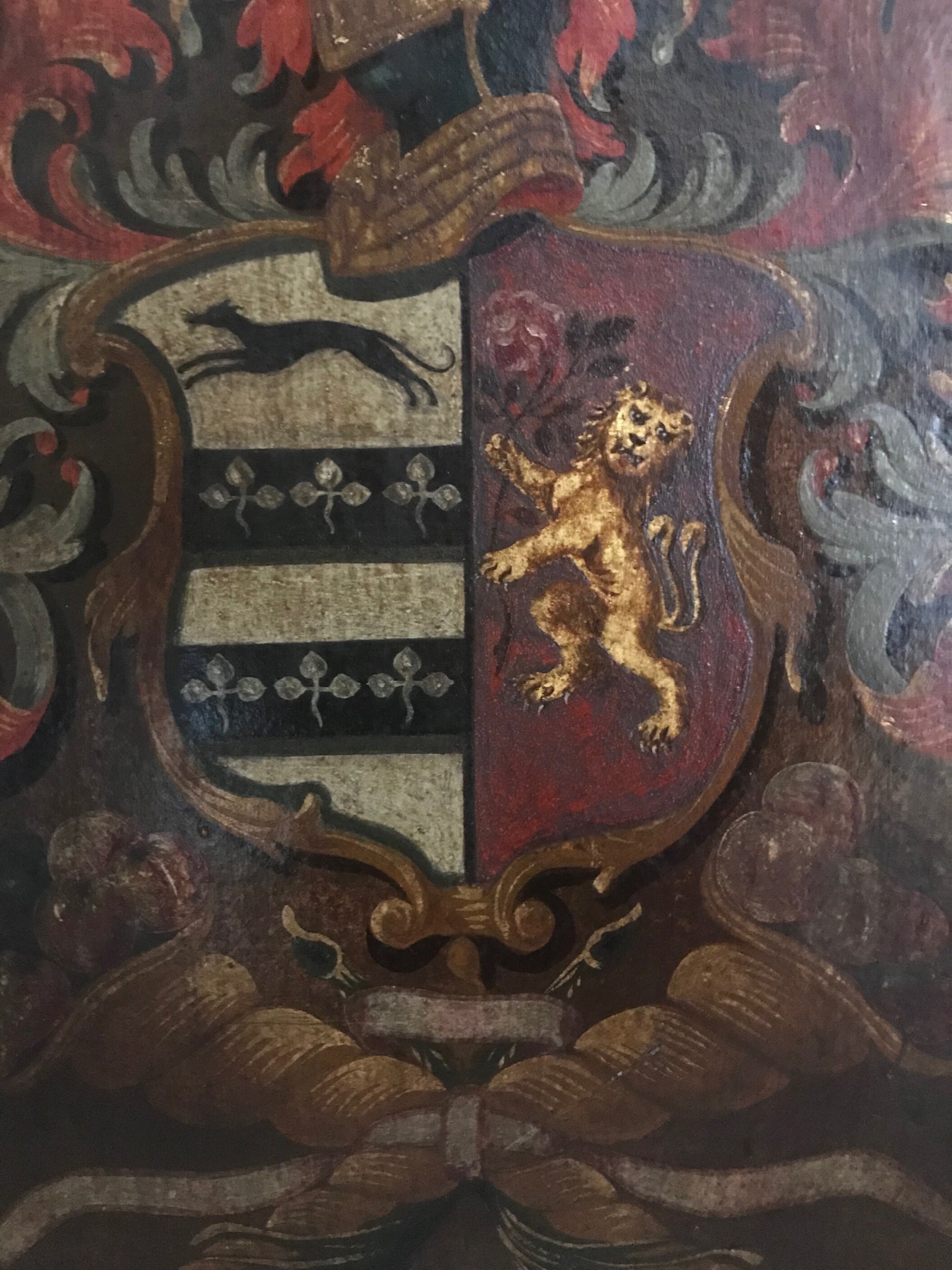 Antique Heraldry English Palmer Family Crest Painted Oil on Board ...