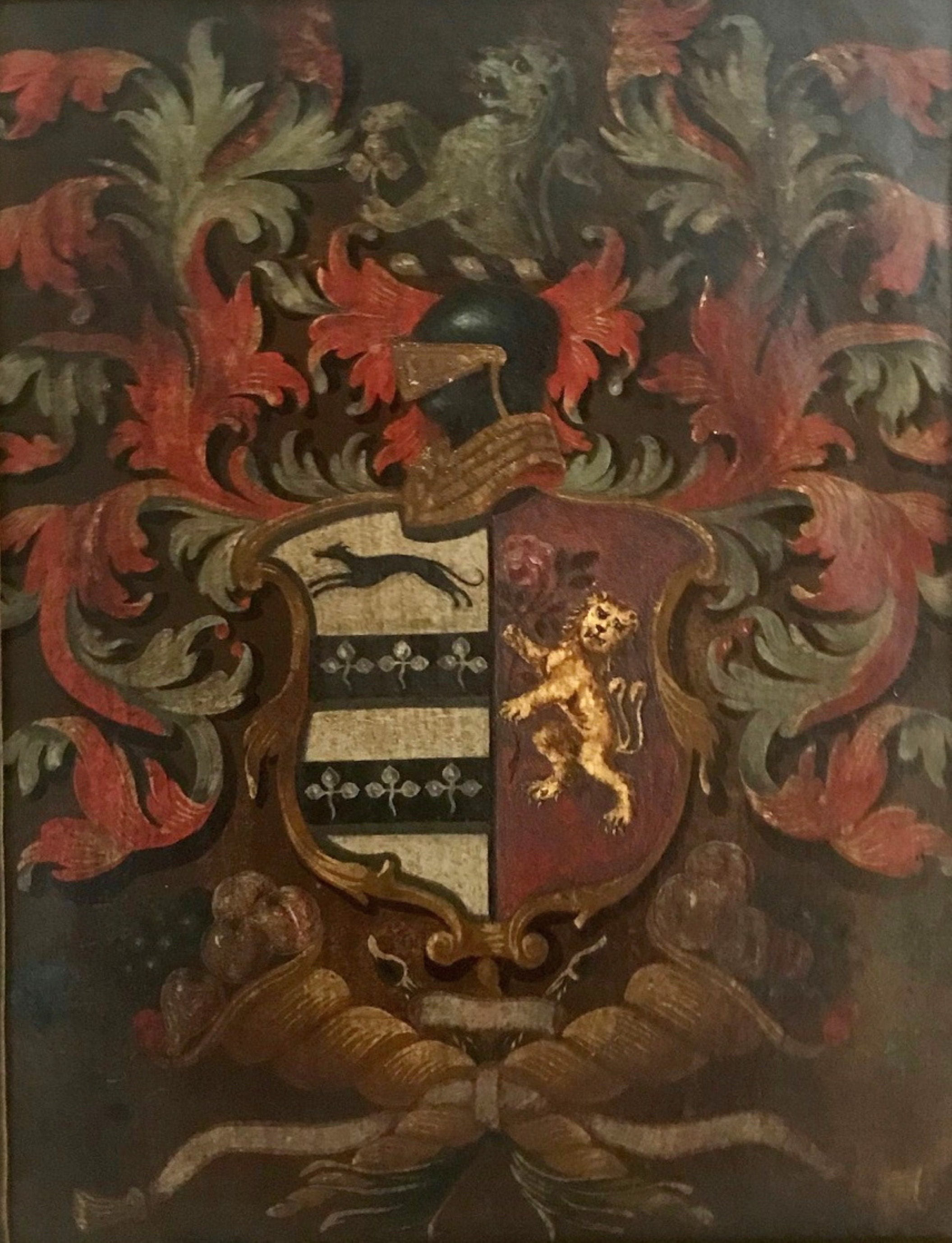 Antique Heraldry English Palmer Family Crest Painted Oil on Board ...