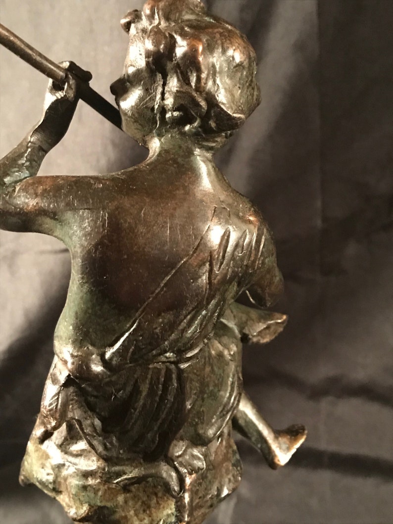 Bronze Sculpture Boy Playing Flute, Boy With Flute, Musical Youth ...