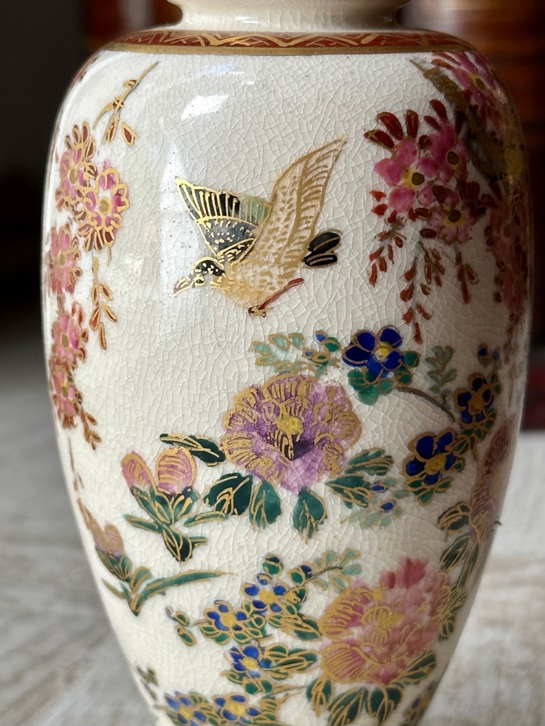 Antique Japanese Pottery Meiji Period Diminutive Satsuma Baluster Vase ...