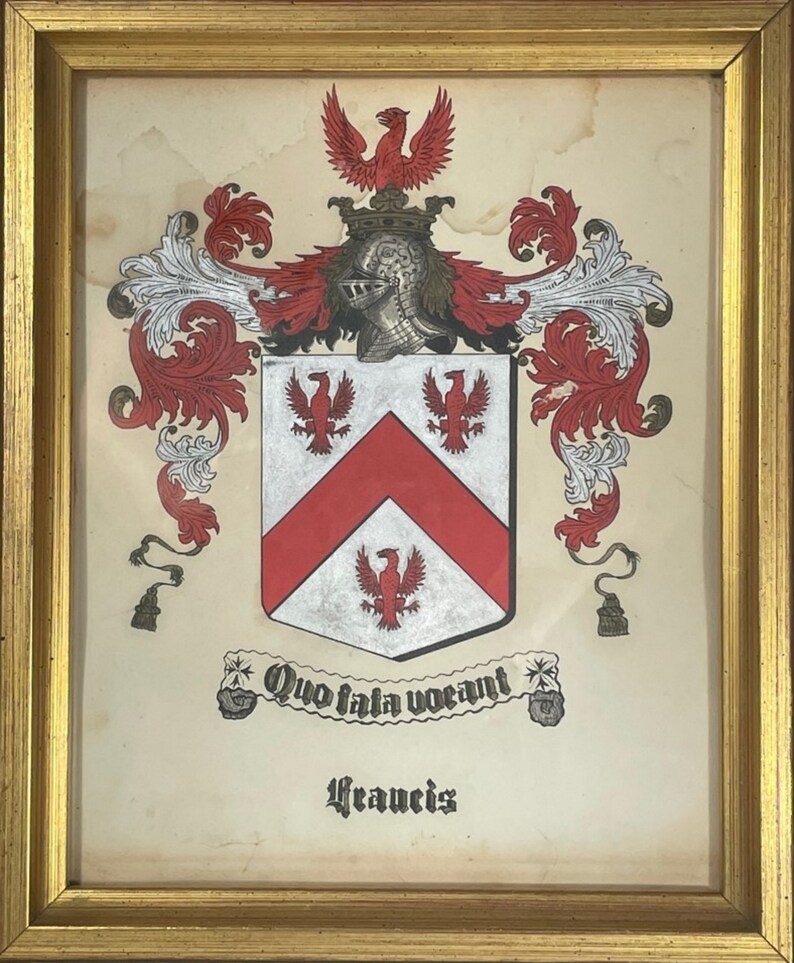 Antique Crest Painting, Coat of Arms Francis, Hand Painted Family Crest ...