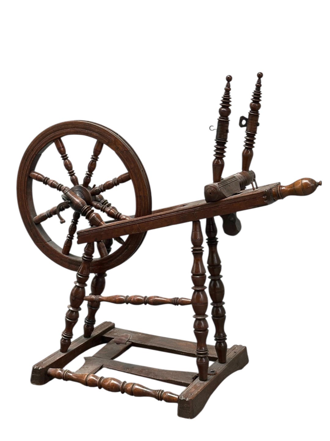 19th Century Spinning Wheel. Handcrafted Oak Saxony Style Antique ...