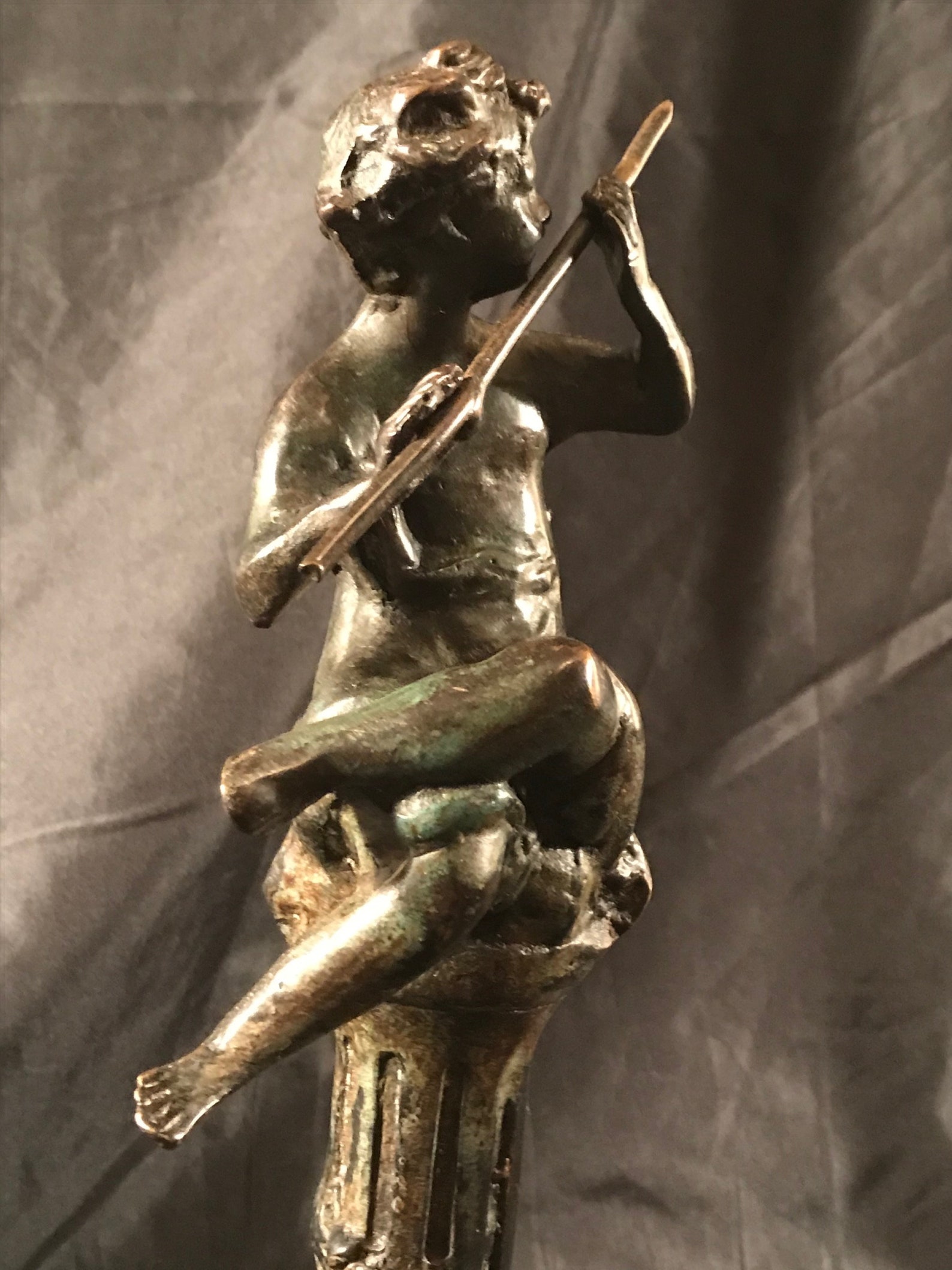 Bronze Sculpture Boy Playing Flute, Boy With Flute, Musical Youth ...