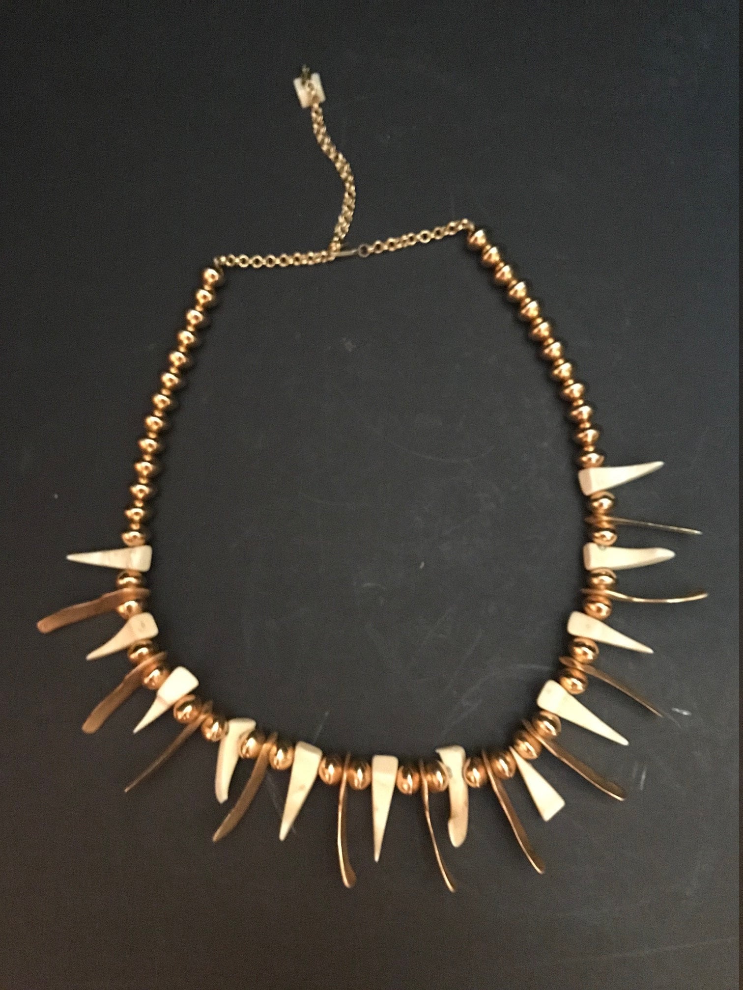 Vintage Kenneth Lane Necklace Gold Toned Tribal Beads Chain Daggers ...