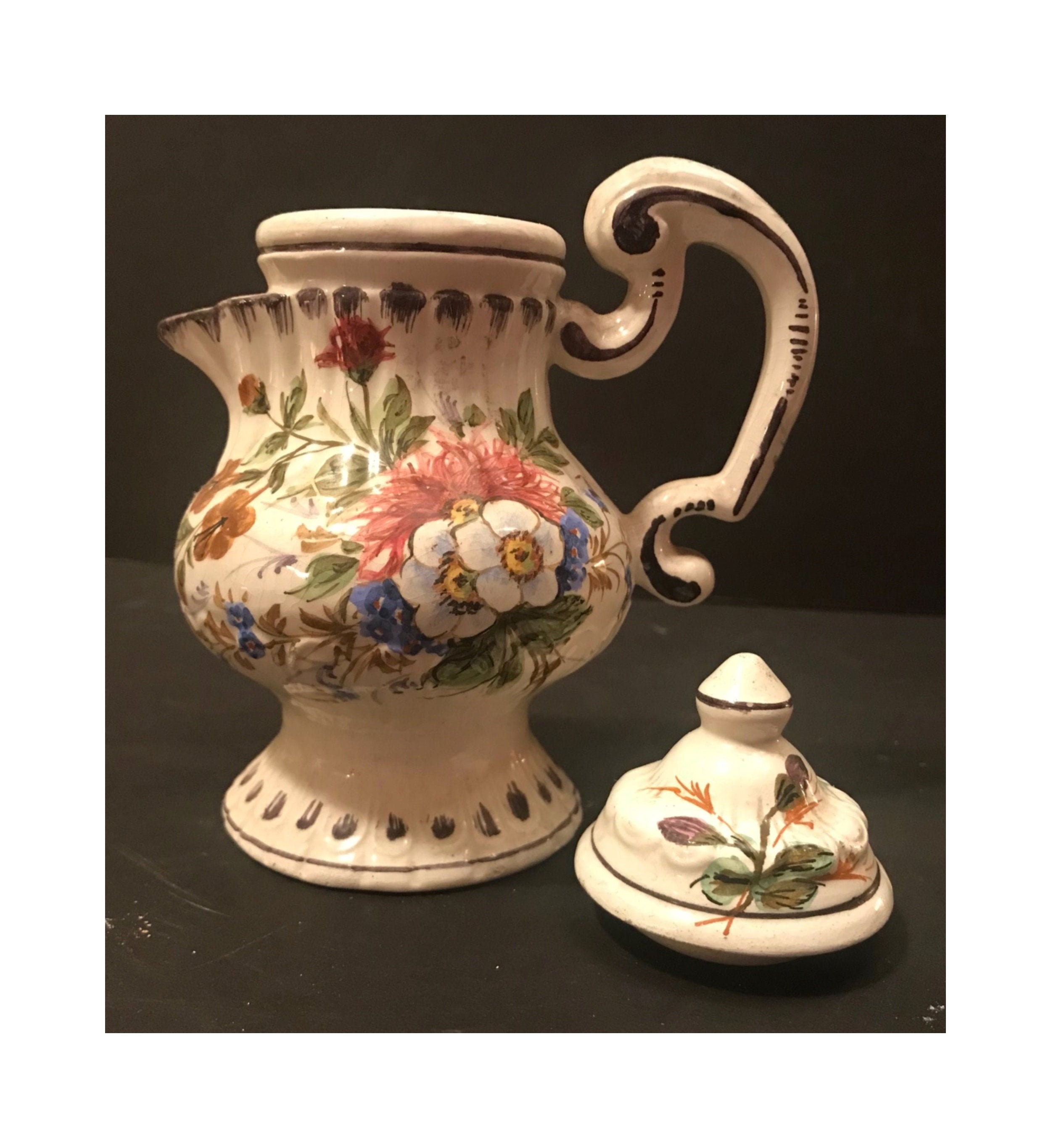 Antique Porcelain Creamer, 19th Century French Pottery, White Faience ...