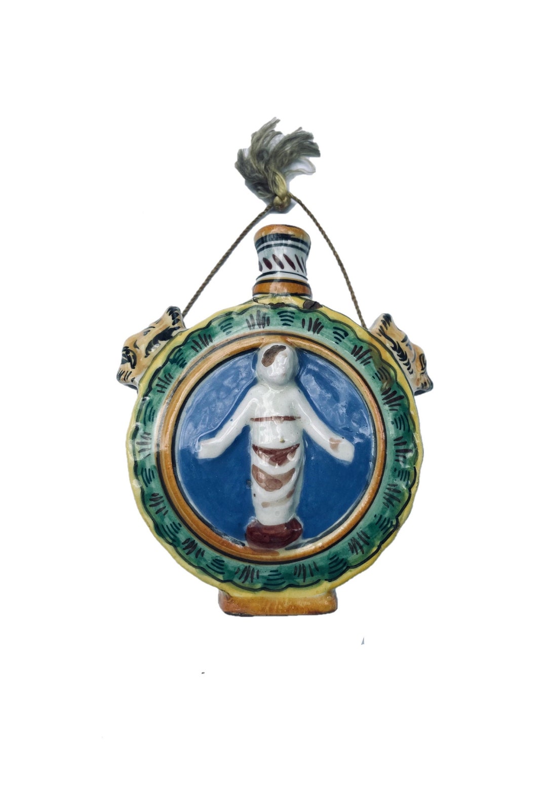 Vintage Monastic Pilgrim Flask, Certosini Firenze Italian Majolica ...