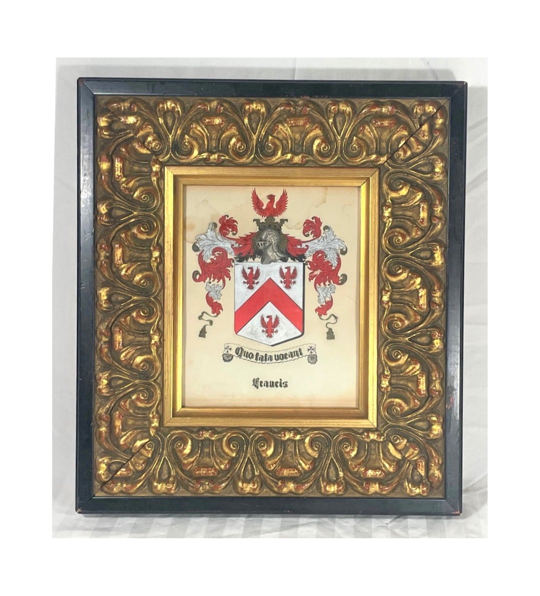 Antique Crest Painting, Coat of Arms Francis, Hand Painted Family Crest ...