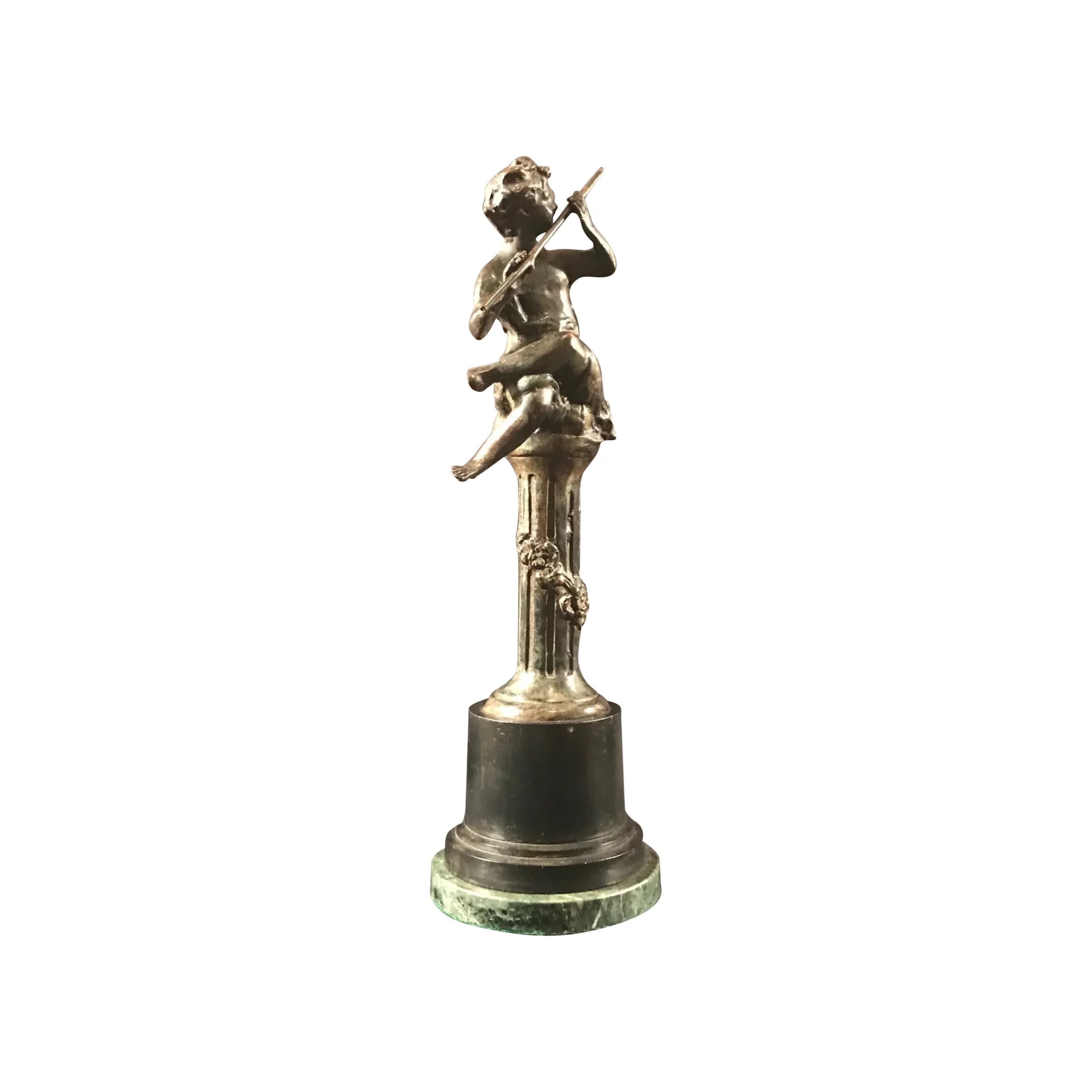 Bronze Sculpture Boy Playing Flute, Boy With Flute, Musical Youth ...