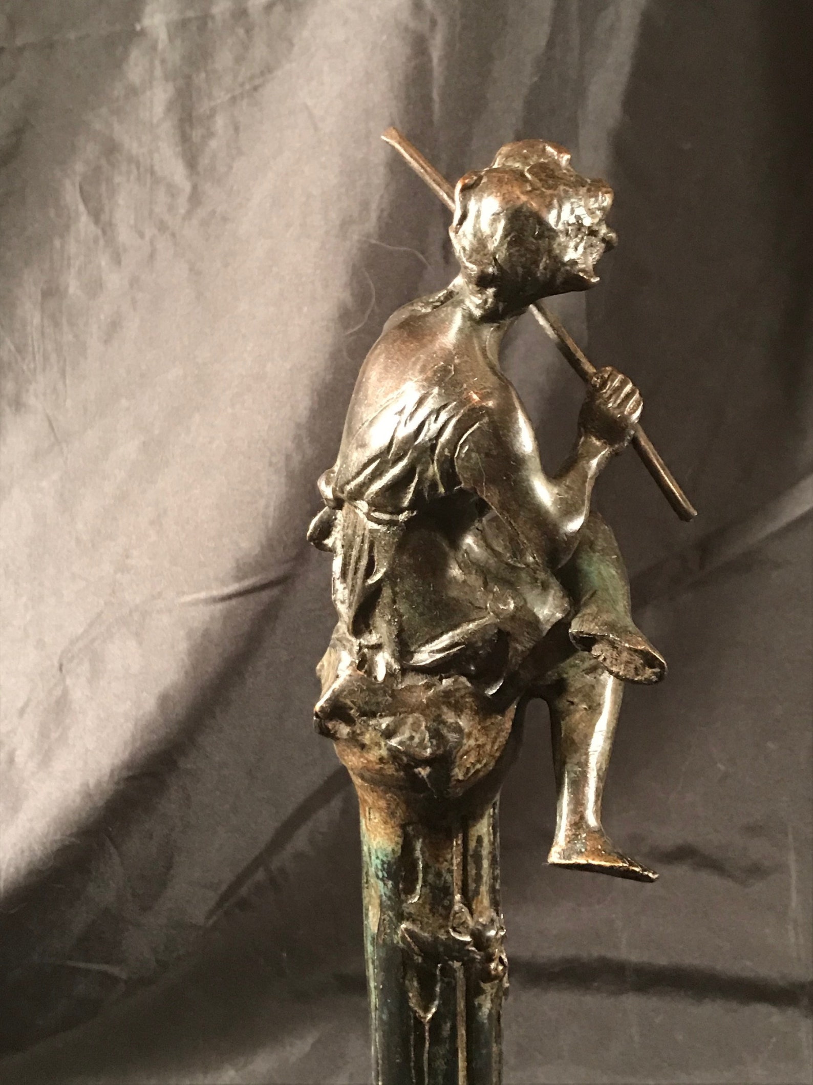 Bronze Sculpture Boy Playing Flute, Boy With Flute, Musical Youth ...
