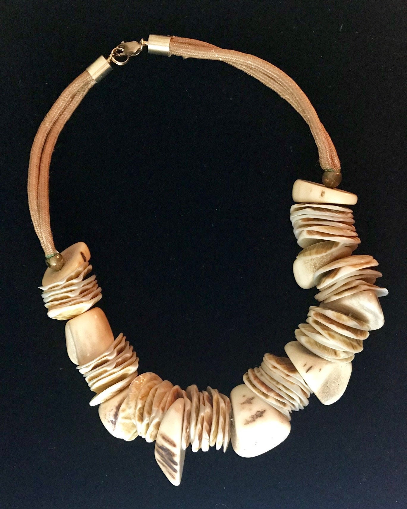 Vintage Necklace Shell and Antler Natural Elements Design Gold - Etsy