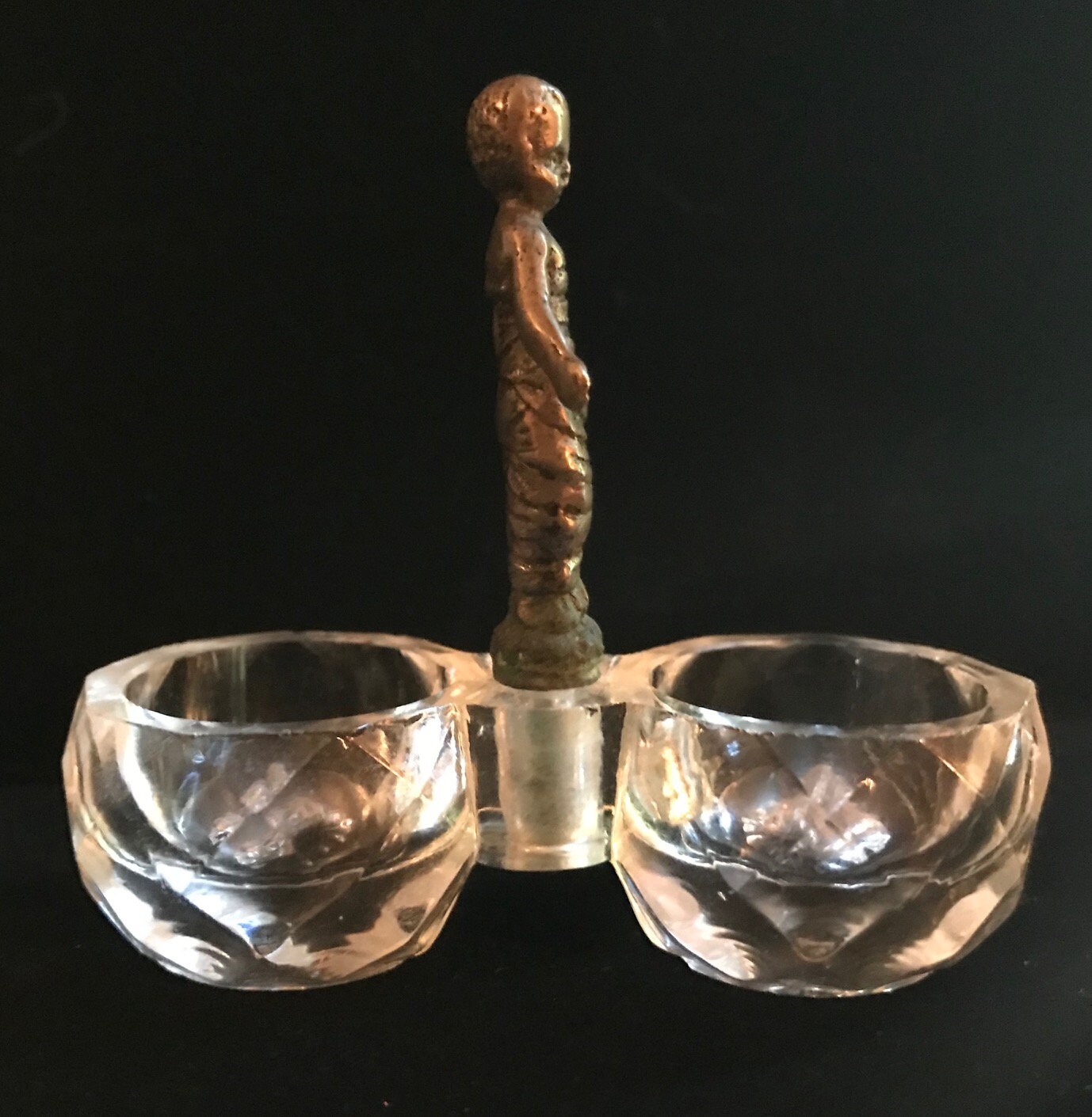 Vintage Small Crystal Double Salt Bronze Figurine of Della - Etsy