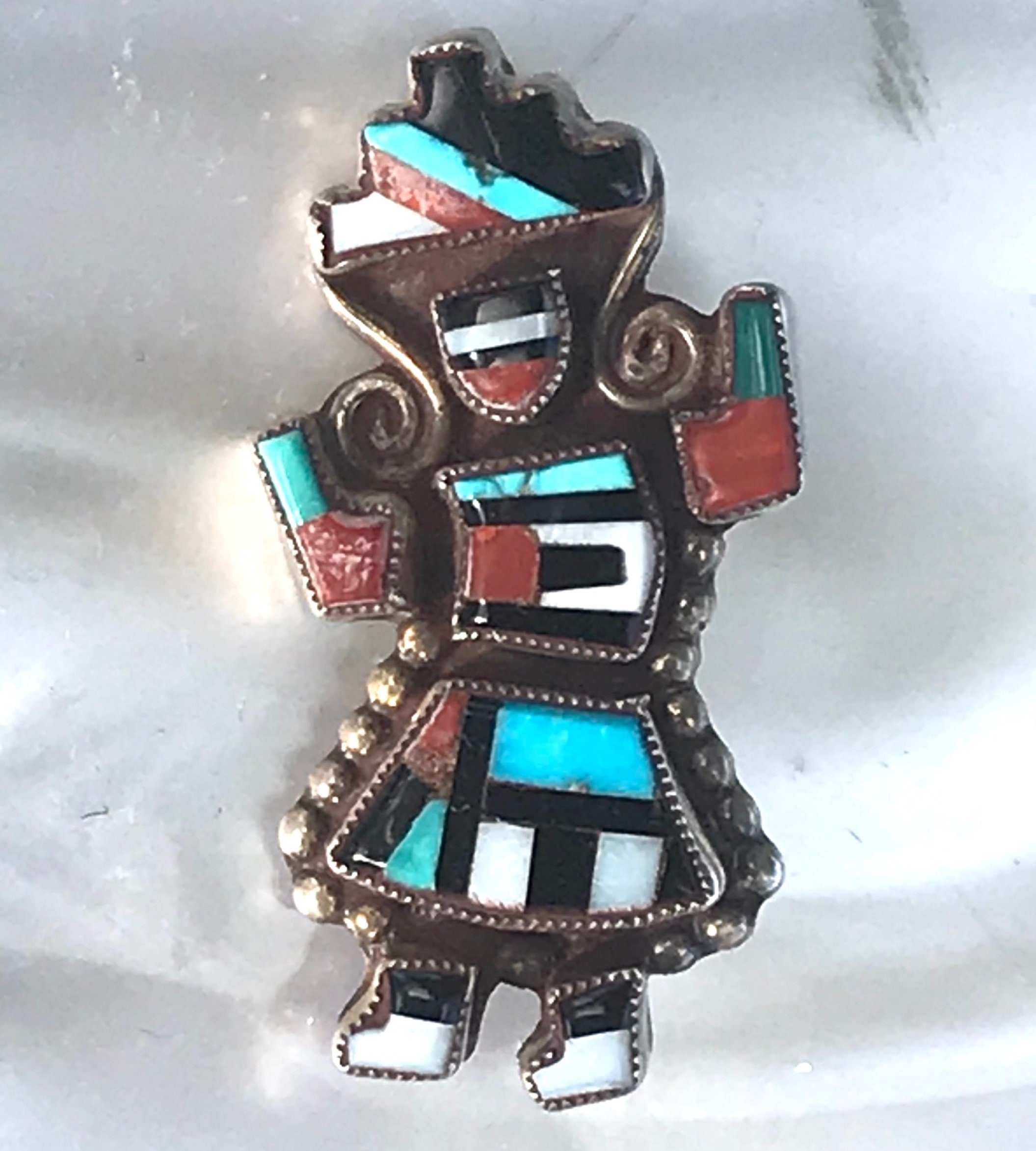 Vintage ZUNI Rainbow Dancer Brooch Pin, Signed. - Etsy