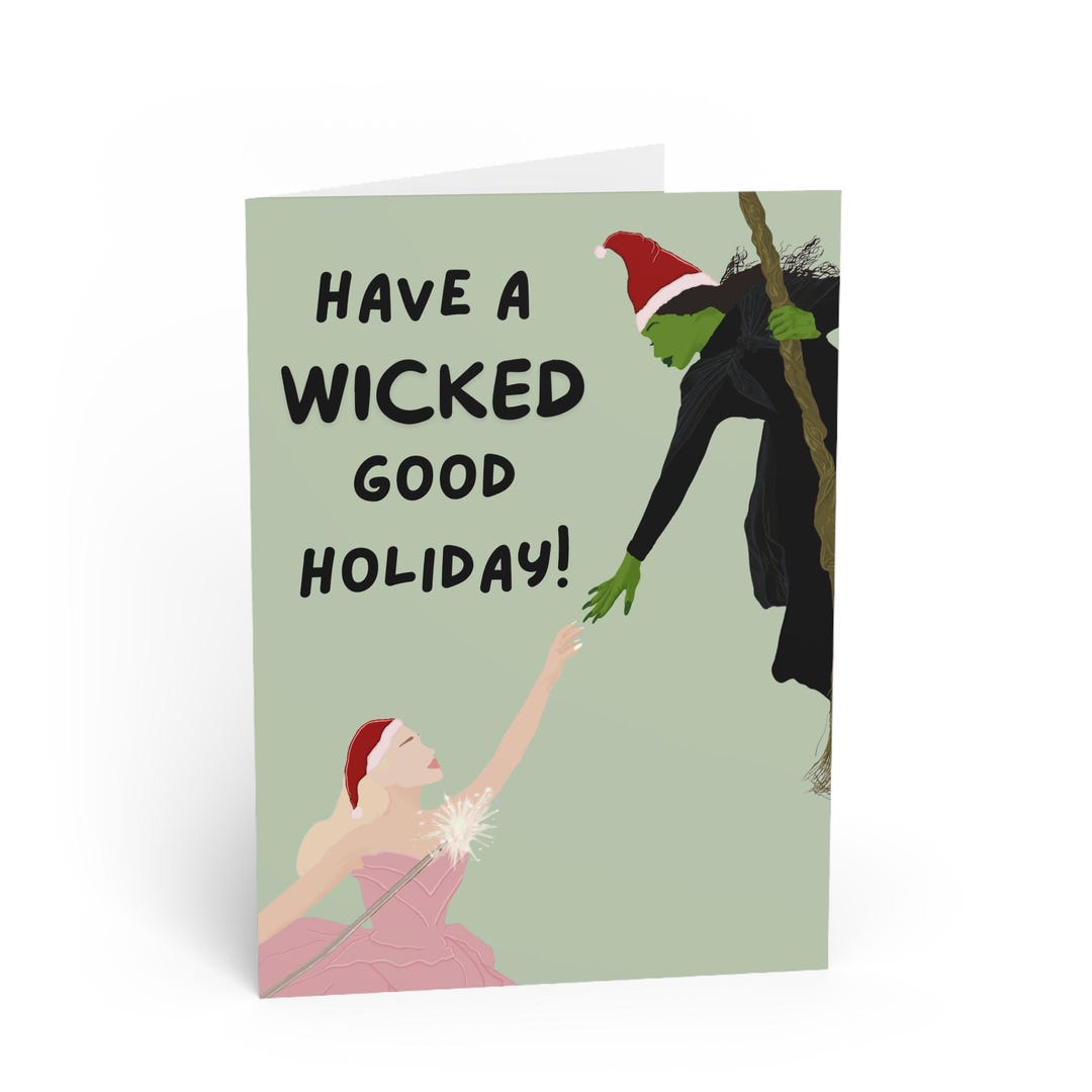 Christmas Greeting Cards, Wicked Musical Movie Themed, Holiday Card Set ...