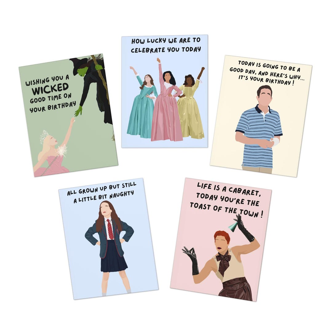 Musical Theatre Birthday Cards Variety Pack - Wicked, Matilda, Cabaret ...