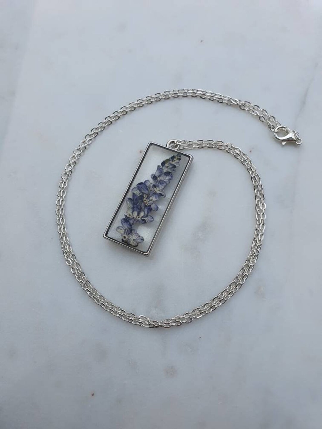 Pressed Lavender Flower Necklace Real Flowers Floral Silver Gold ...