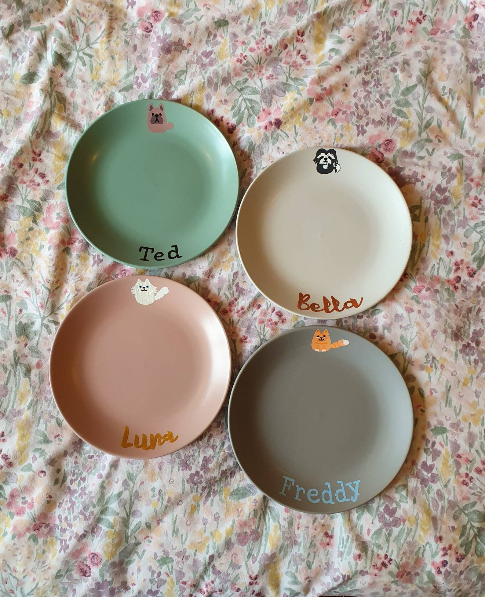 Personalised pet food dish cat dog plate bowl set water hand | Etsy