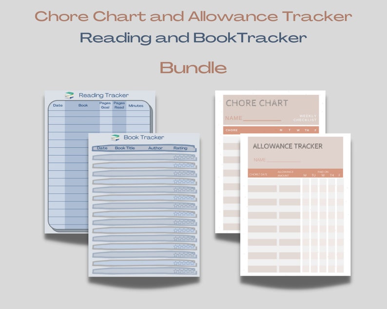 Chore Chart Printable Book Reading Log Kids Summer Reading Allowance ...