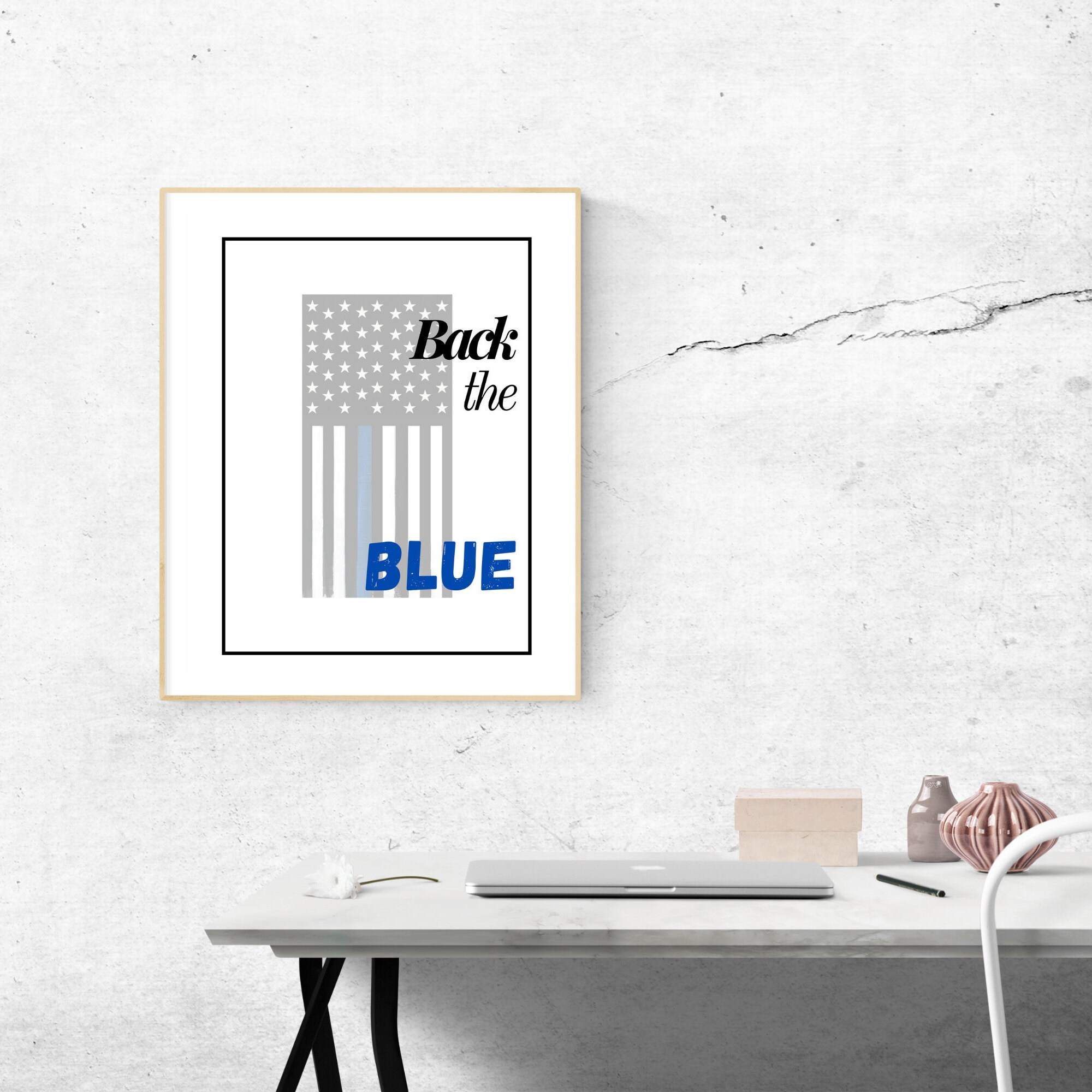 Thin Blue Line Print USA Flag Printable Thin Blue Line - Etsy