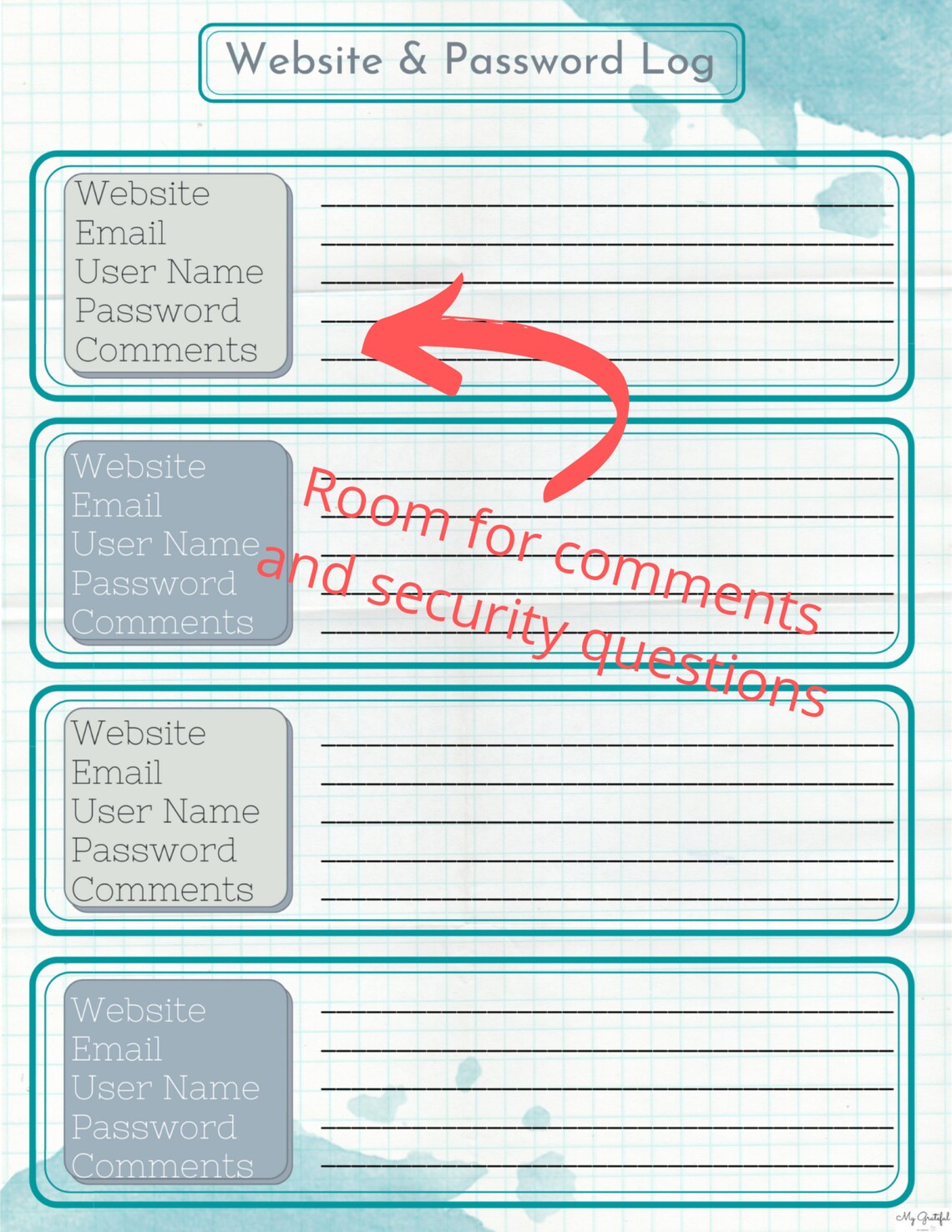 Password Keeper Printable | Track Your Passwords | Log | Passcode ...