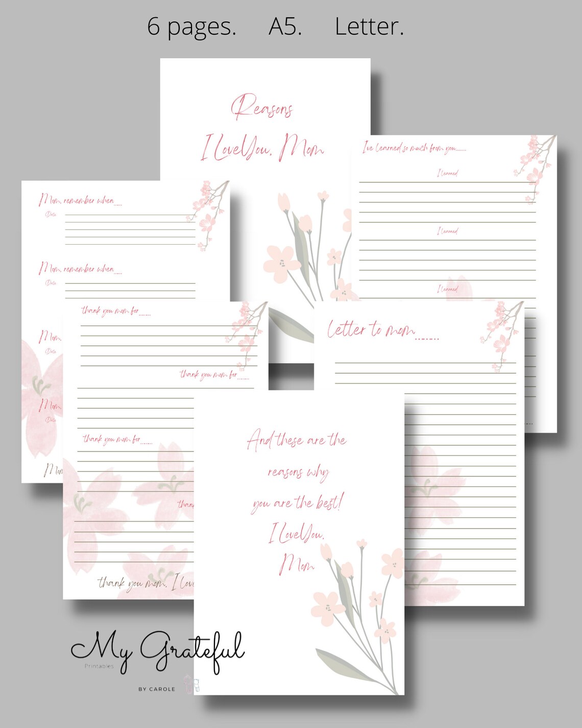 Printable Mothers Day Gift | Mother's Journal | I Love You | Thank You ...