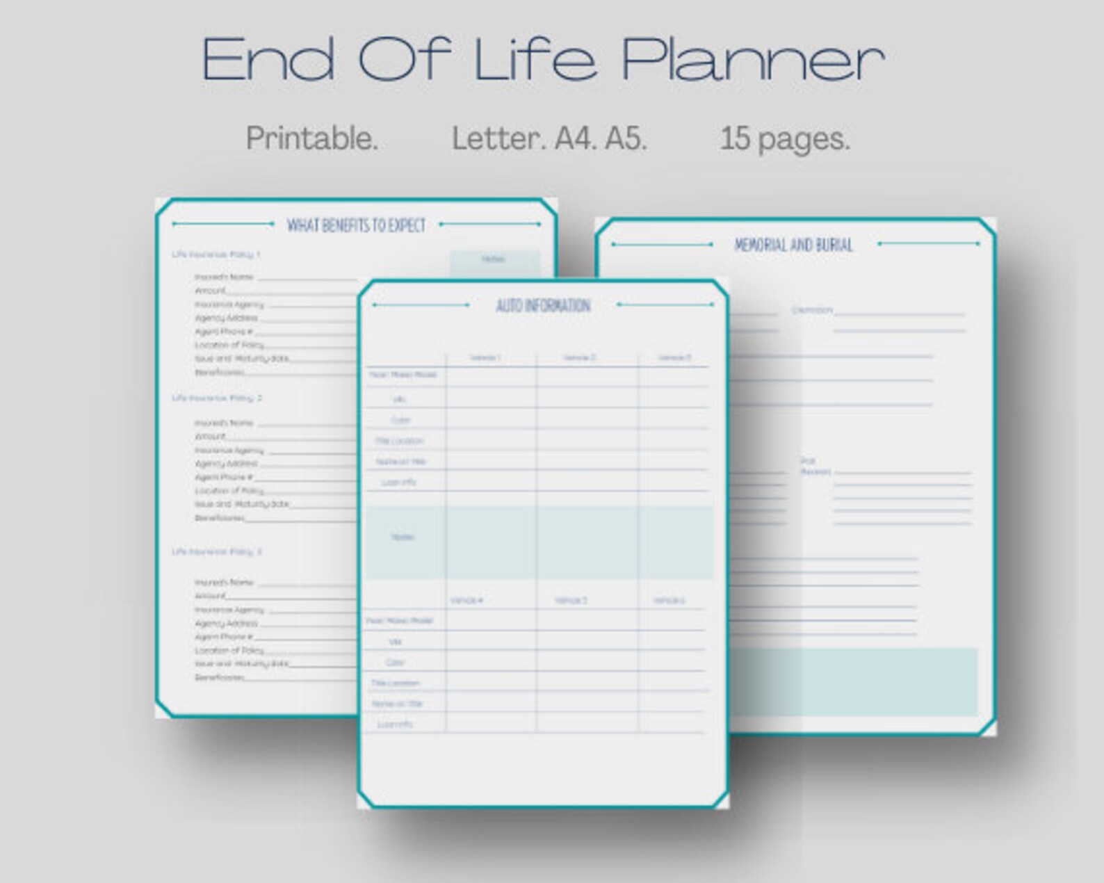 End of Life Planner Printable | Final Wishes Organizer| Emergency ...