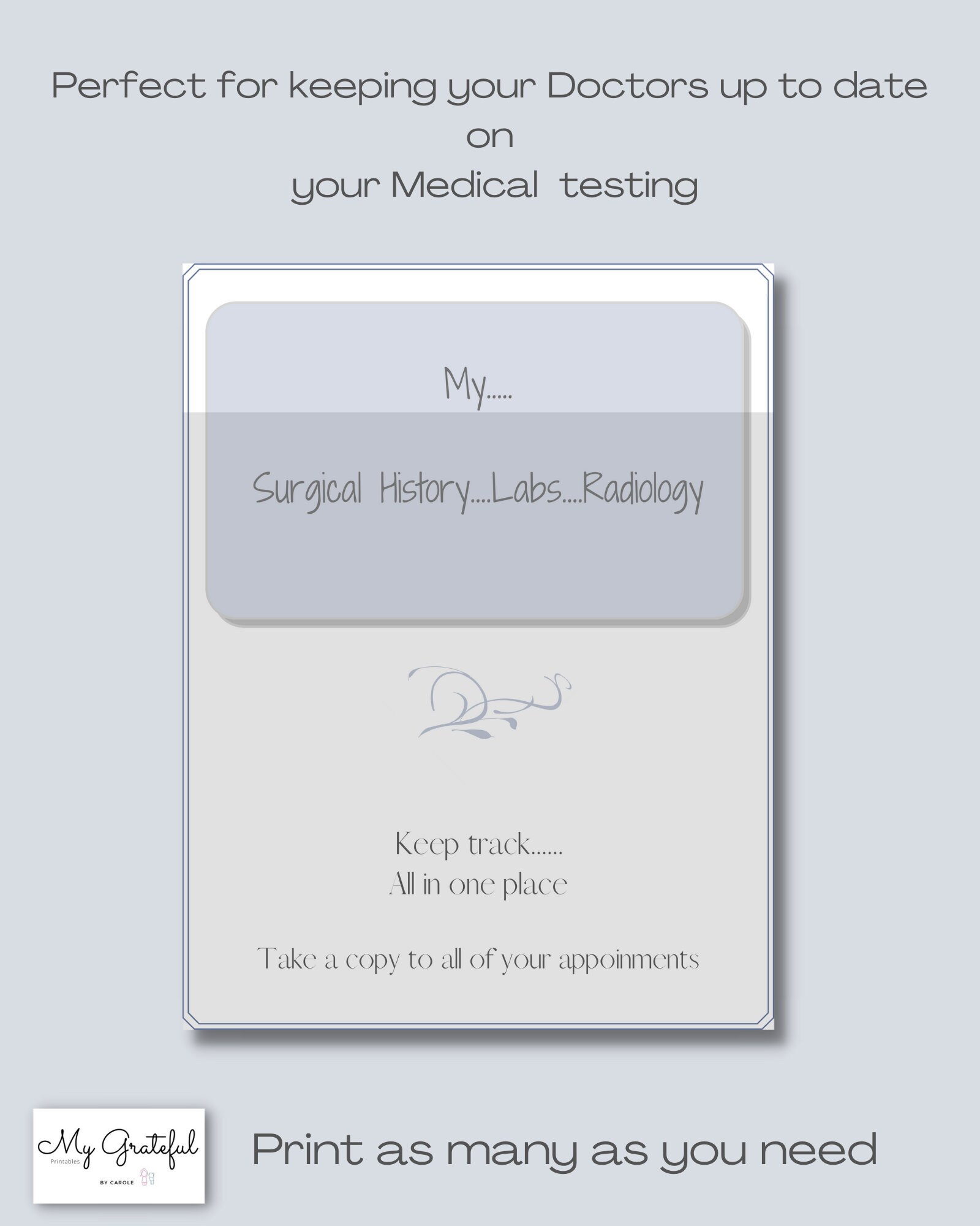 Printable Surgical History | Medical Planner | Lab Work Log | Medical ...