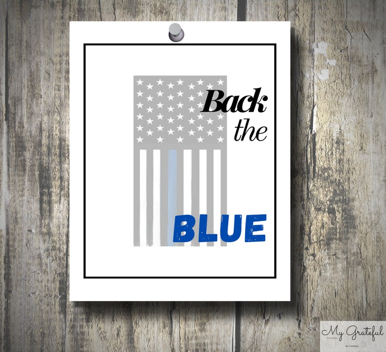 Thin Blue Line Print USA Flag Printable Thin Blue Line - Etsy