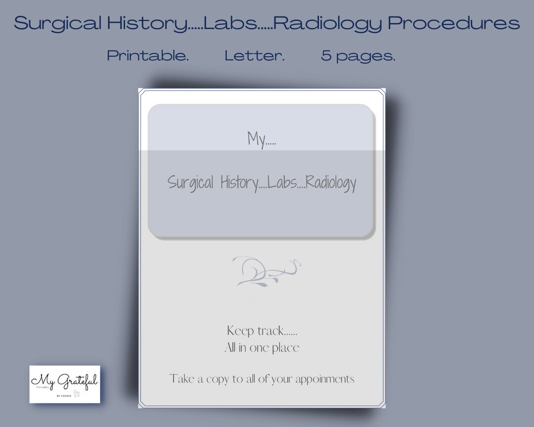 Printable Surgical History | Medical Planner | Lab Work Log | Medical ...