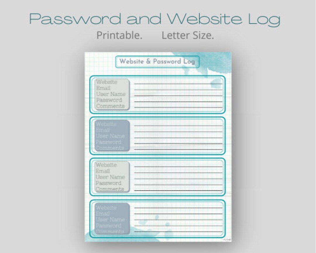 Password Keeper Printable | Track Your Passwords | Log | Passcode ...