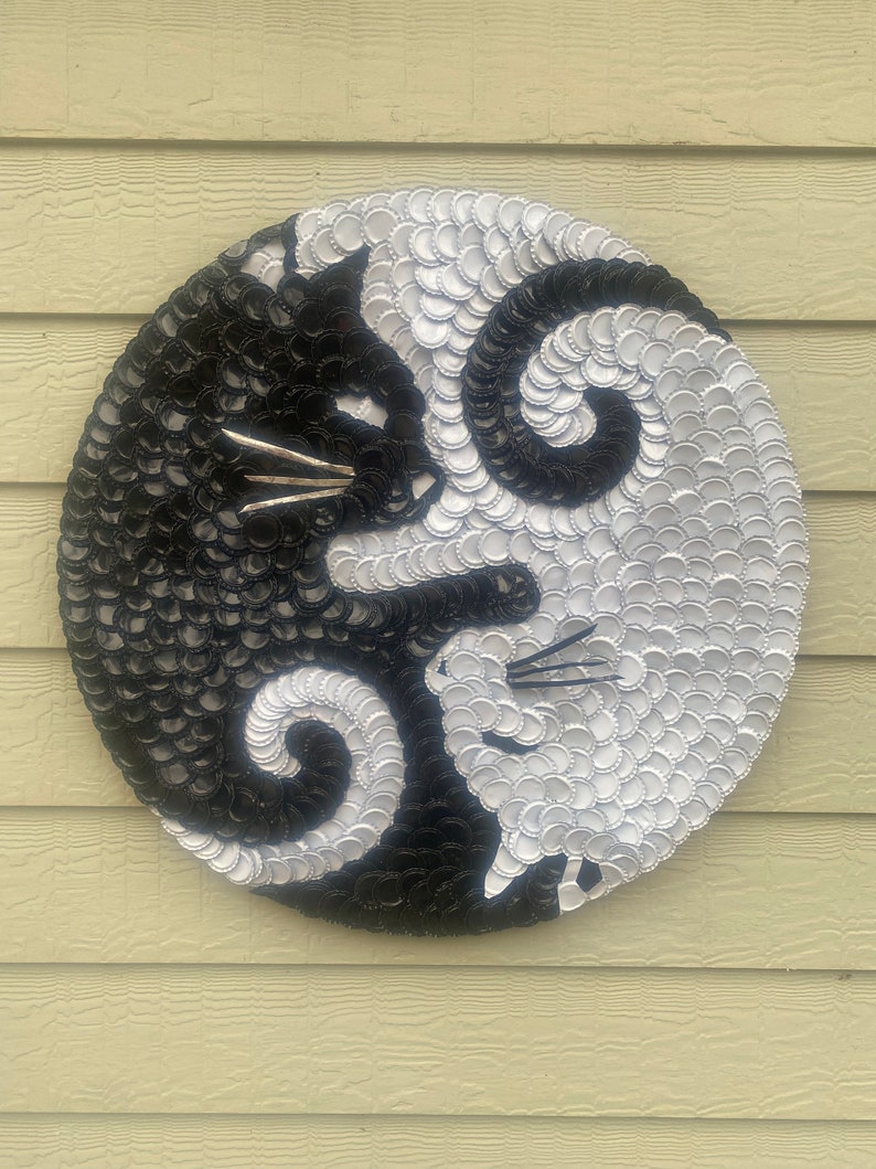 Bottle Cap Art - Yin-yang Twin Cats - Etsy