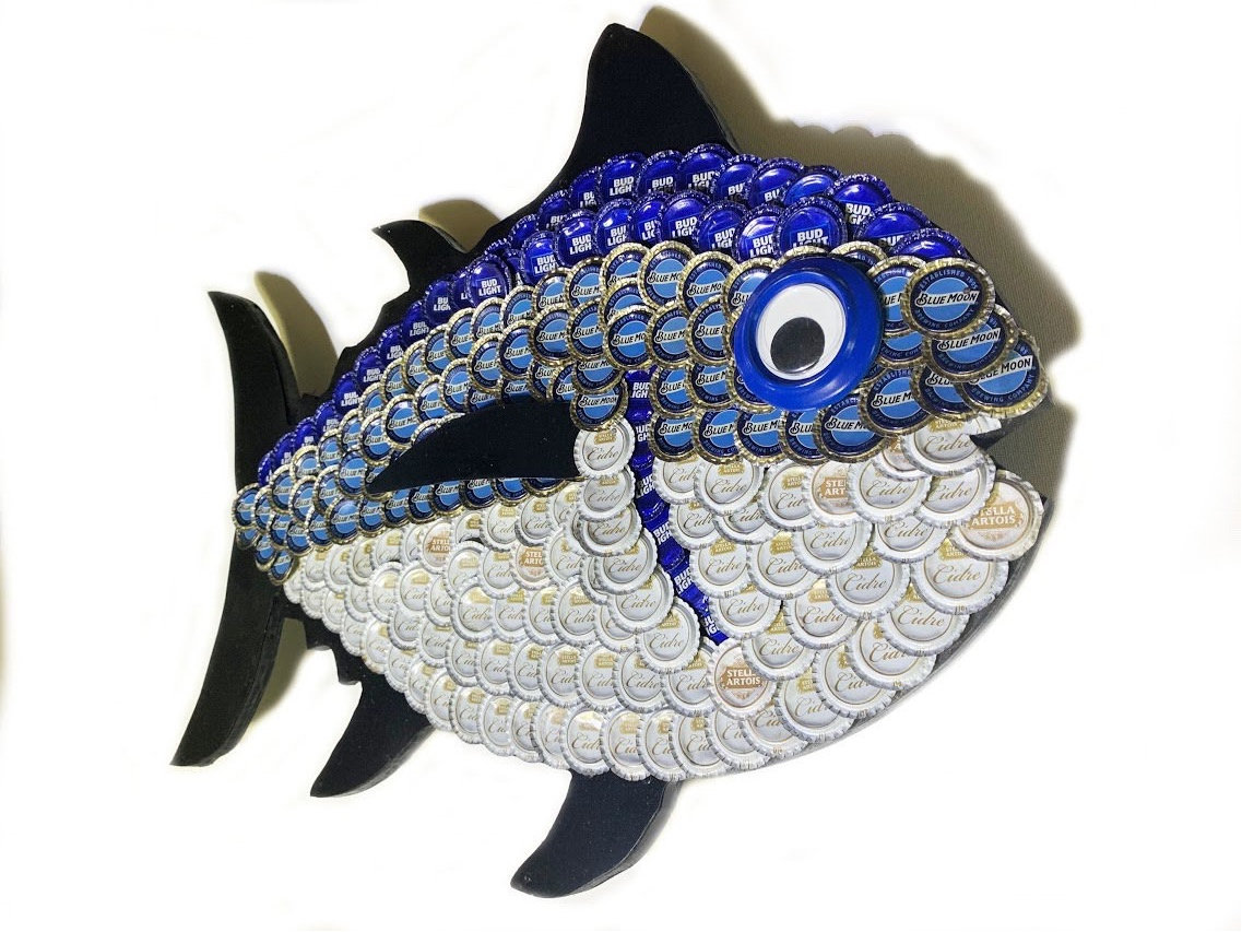 Bottle Cap Art - Computer Fish - Etsy