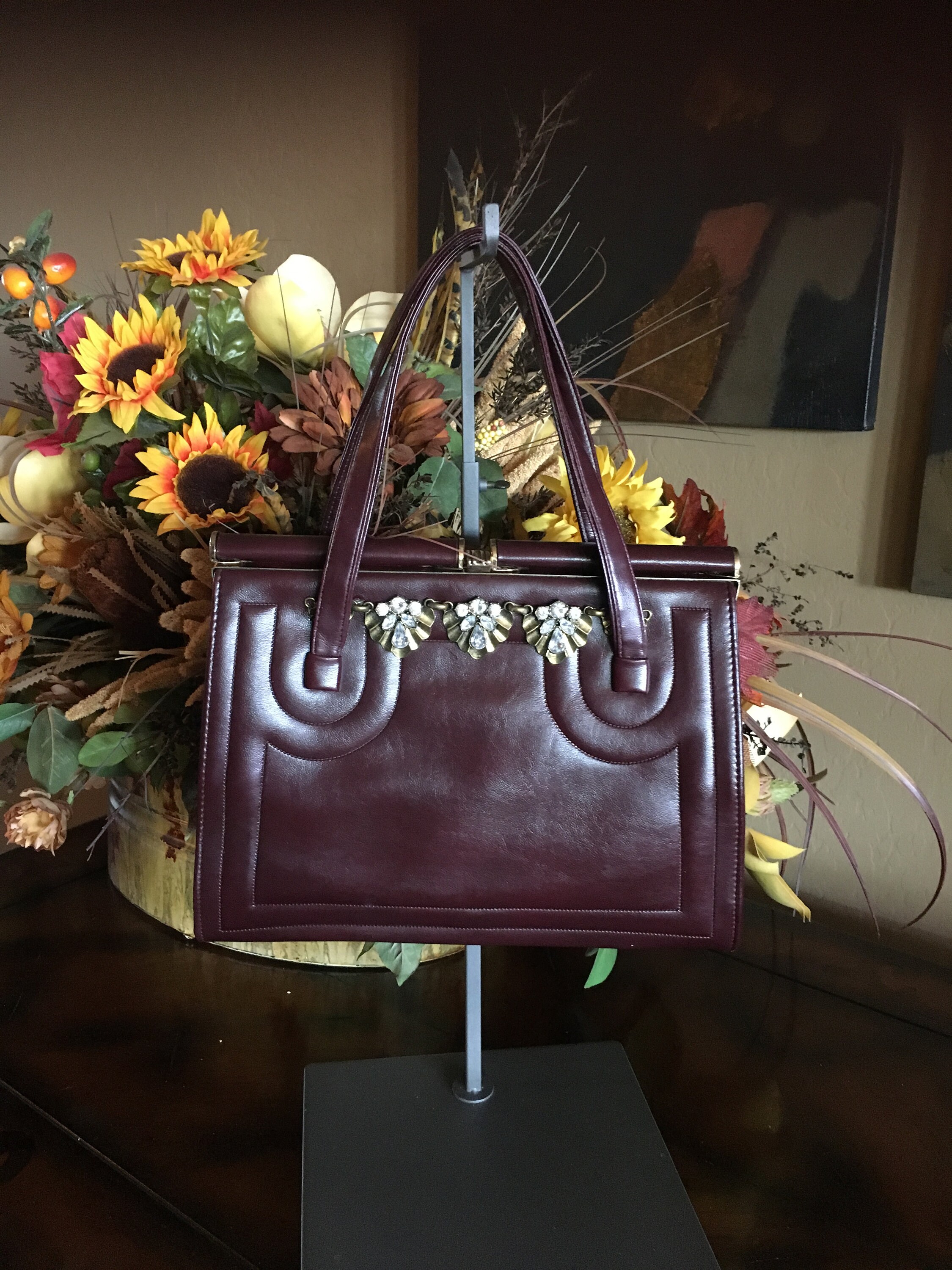 SALE Vintage Kelly Merlot /burgundy Wine Colored Handbag 1960, Medium ...